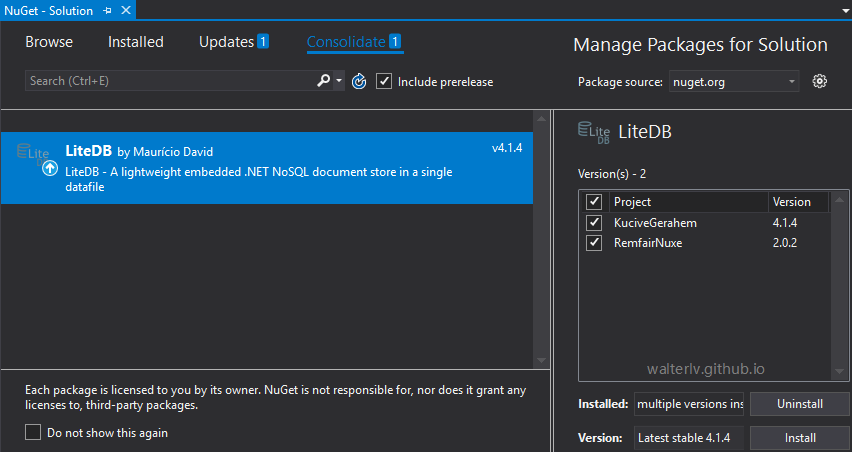 阻止某个 Nuget 包意外升级 Walterlv